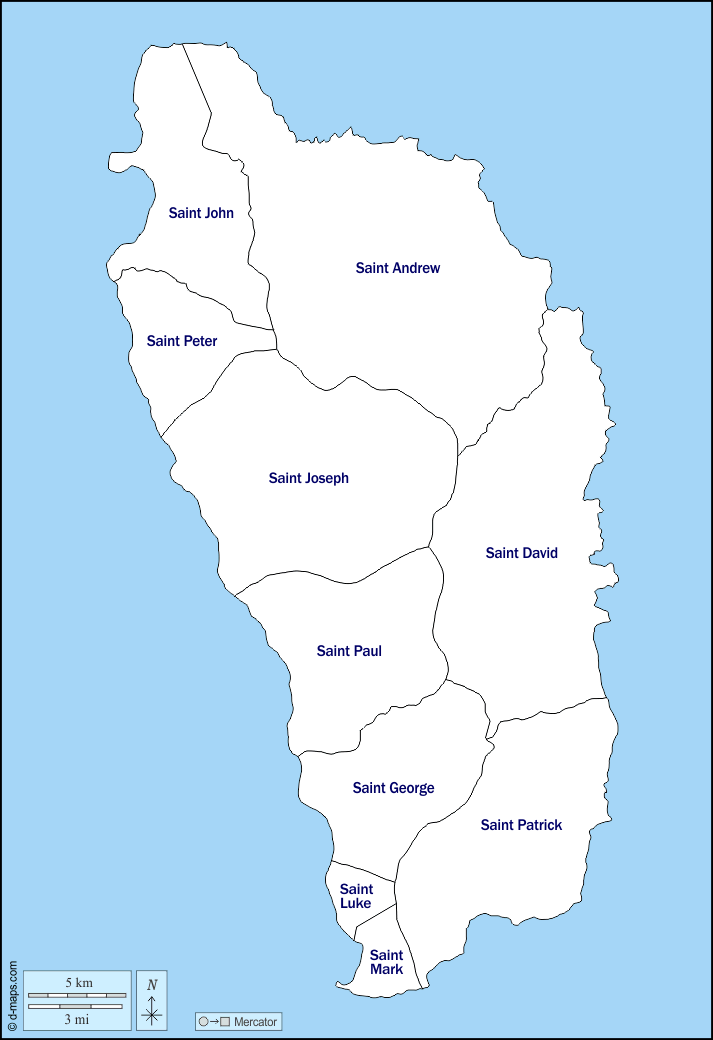 Dominica free map, free blank map, free outline map, free base map ...