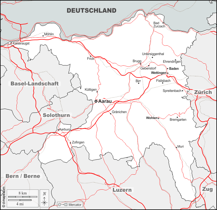 Argovie carte géographique gratuite, carte géographique muette gratuite ...