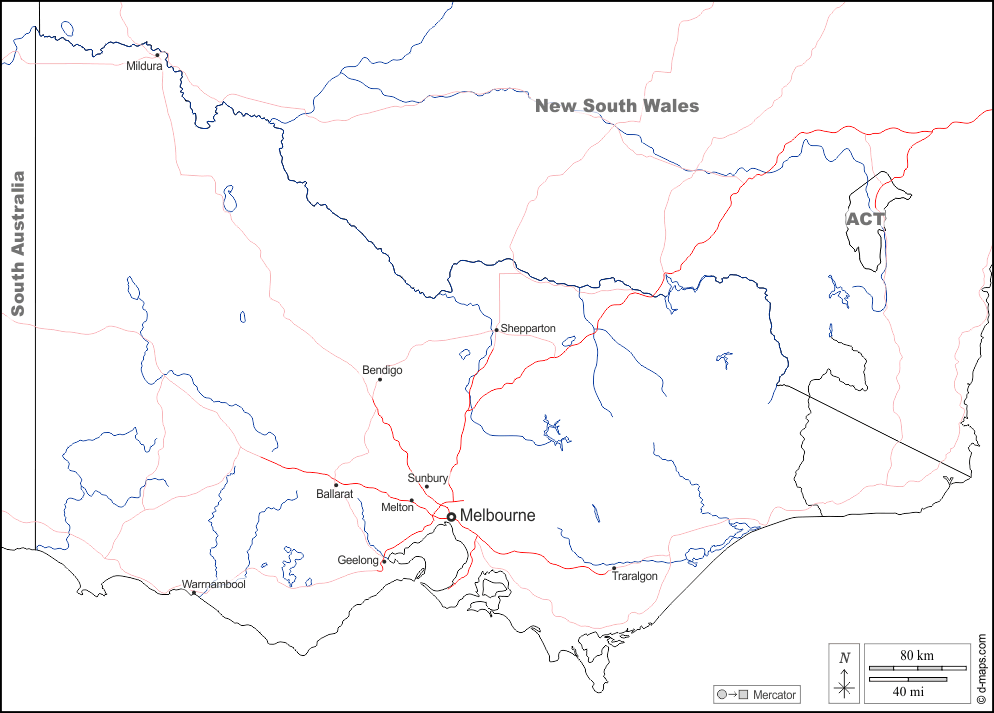 Victoria free map, free blank map, free outline map, free base map ...